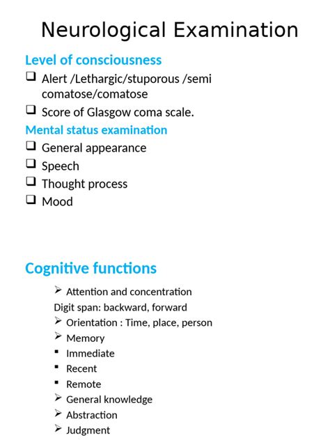 Neurological Examination Pdf Senses Nervous System