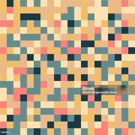무작위로 색칠된 정사각형 요소의 추상적인 배경 디지털 위장 픽셀 원활한 패턴입니다 벡터 그림입니다 모자이크 벽지 배경 스톡 그림