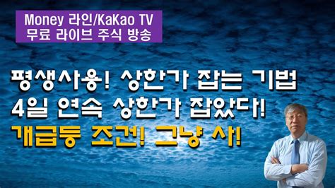 평생 사용 상한가 잡는 기법4일 연속 상한가 잡았다 Money 라인 Youtube