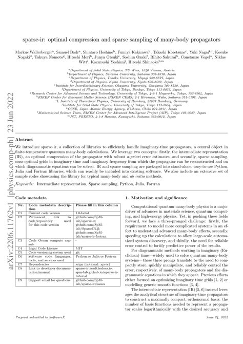 Pdf Sparse Ir Optimal Compression And Sparse Sampling Of Many Body