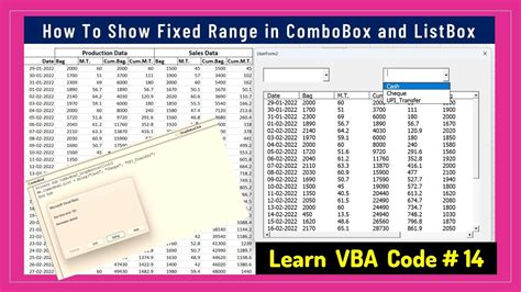 Learn Vba Code Part 14 How To Show Fixed Range In Combobox And Listbox Youtube