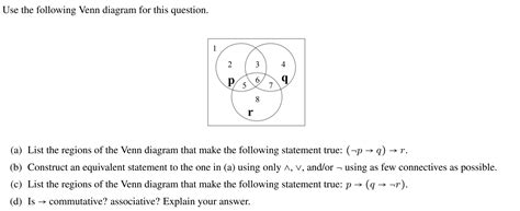 Solved Use The Following Venn Diagram For This Question A Chegg