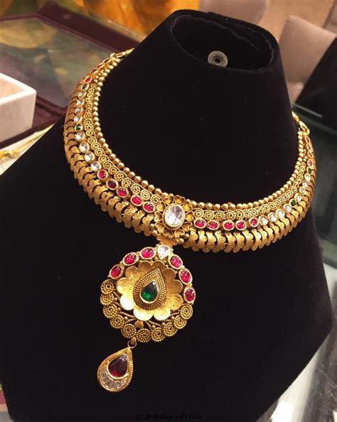 Antique Ruby Choker Necklace From Psj South India Jewels
