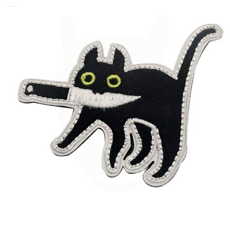 Velcro Armband Cute Kitten 3d Embroidery Cloth Sticker Black White
