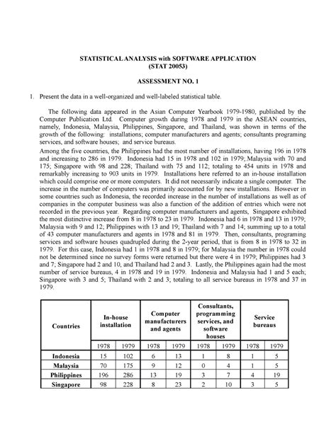 Stats 2 Lecture Statistical Analysis With Software Application