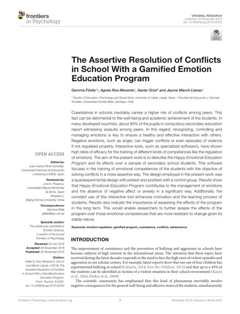 Pdf The Assertive Resolution Of Conflicts In School With A Gamified