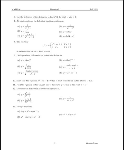Math131 Homework Fall 2020 1 Evaluate The Following