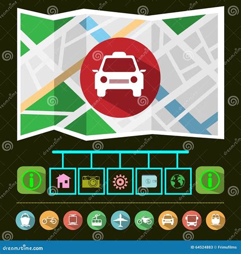 Travel Transportation Taxi Gps Navigation Map Stock Vector Illustration Of Camera Passenger