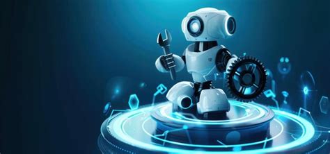 Premium Photo Futuristic 3d Bot Service Robot With Tools On Digital