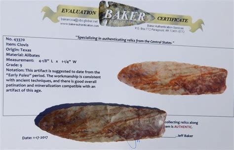 Colorful Roberts Co Texas Alibates Chert Paleo Clovis Arrowhead Baker Coa Clovis Paleo Arrowhead