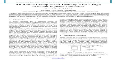 Pdf An Active Clamp Based Technique For A High Efficient Flyback Converter Dokumentips
