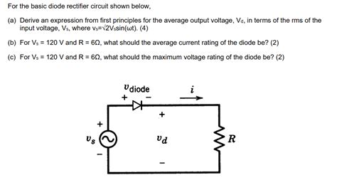 Solved For The Basic Diode Rectifier Circuit Shown Below Chegg Com