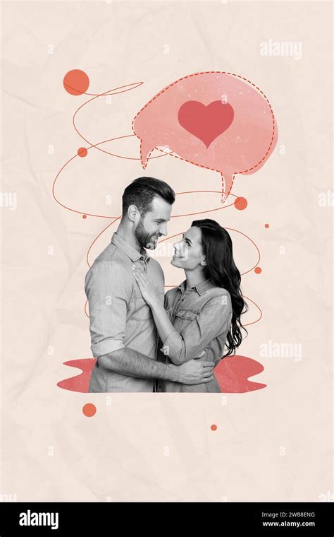 Vertical Romantic Photo Collage Of Cute Couple Two Partners Hug Cuddle