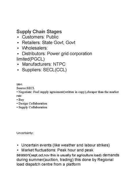 Supply Chain Stages Studocu