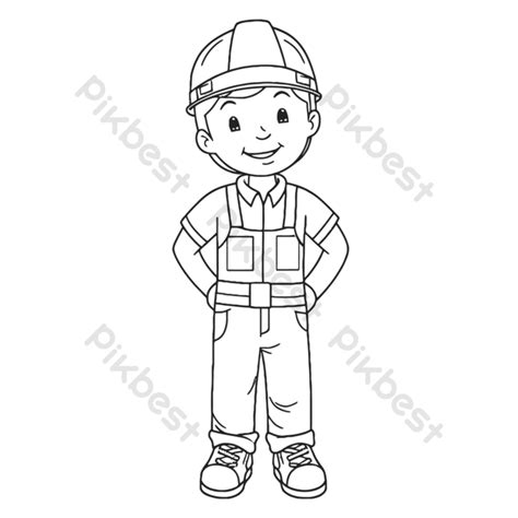 건설 노동자 벡터 인쇄용 어린이 색칠 시트 개요 스케치 드로잉 일러스트 Png Png 무료 다운로드 Pikbest