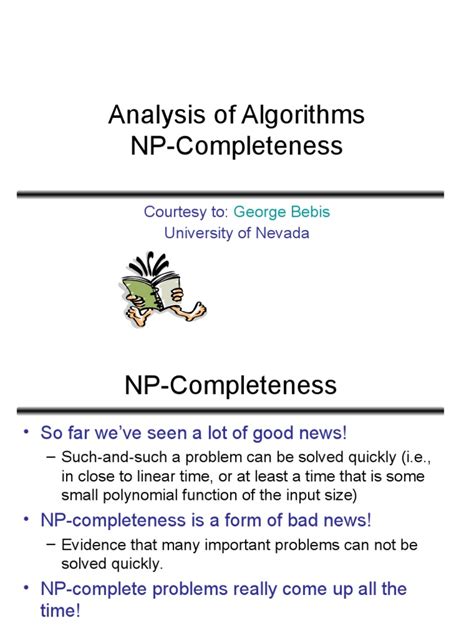 Analysis Of Algorithms Np Completeness Courtesy To University Of Nevada Pdf Computational
