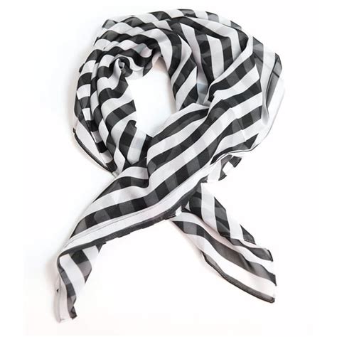 Black And White Striped Print Hair Scarf By Unique Vintage