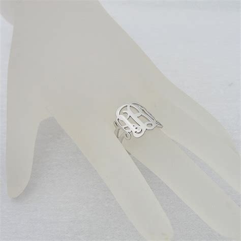 3 Initial Monogram Ring Sterling Silver Personalized Monogrammed Fine