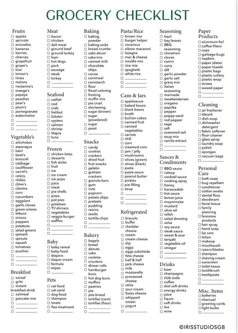 A List Of Grocery Lists With The Words Master Grocery List In Black And White