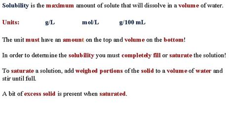 Solubility Unit Iii Lesson 1 Solubility Is The
