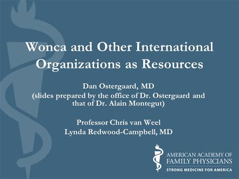 Wonca And Other International Organizations As Resources Dan Ostergaard