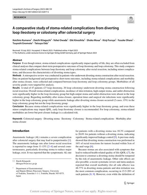 A Comparative Study Of Stoma Related Complications From Diverting Loop