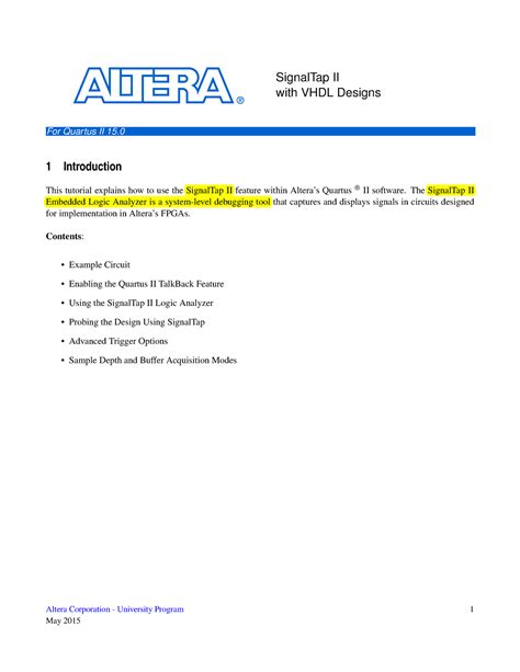 Lab 6 Signal Tap V15 Lab 6 Tutorial Signaltap Ii With Vhdl Designs