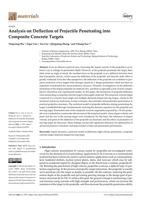 Pdf Analysis On Deflection Of Projectile Penetrating Into Composite Concrete Targets