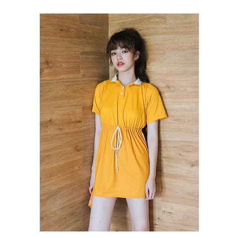 Miss Ms ชุดว่ายน้ําวันพีซแฟชั่นสีเหลืองสําหรับผู้หญิง Miss Ms Th