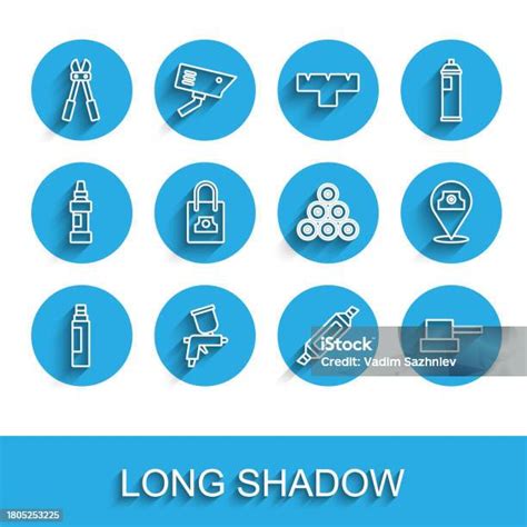 선 마커 펜 페인트 스프레이 건 볼트 커터 스프레이 캔 노즐 캡 및 아이콘을 설정합니다 벡터 가방에 대한 스톡 벡터 아트 및 기타 이미지 Istock