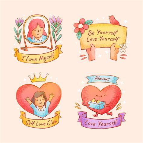 Premium Vector Hand Drawn Self Love Stickers Collection