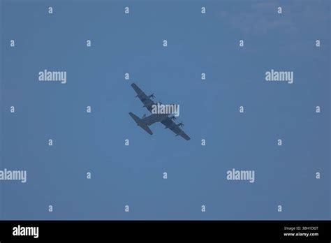 A Lockheed Martin Kc 130 Is Seen Over The Island Of Manhattan In New