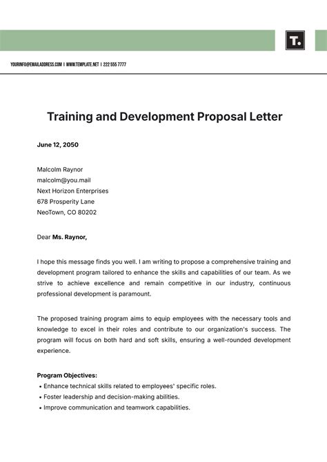 Free Training And Development Proposal Letter Template To Edit Online