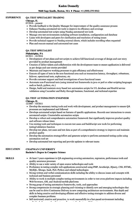 QA Test Resume Samples Velvet Jobs