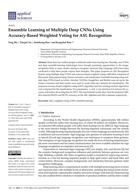 pdf ensemble learning of multiple deep cnns using accuracy based weighted voting for asl
