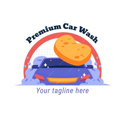 손으로 그린 세차 로고 디자인 무료 벡터