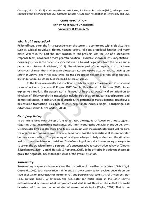 Pdf Crisis Negotiation