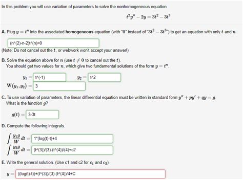 Solved In This Problem You Will Use Variation Of Parameters Chegg Com