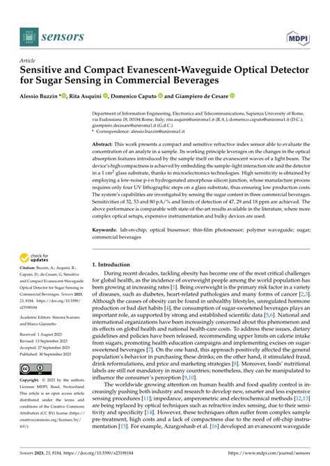 Pdf Sensitive And Compact Evanescent Waveguide Optical Detector For Sugar Sensing In