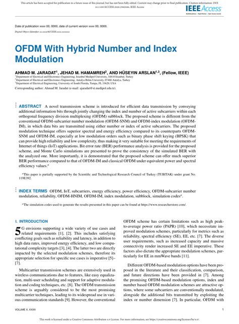 Pdf Ofdm With Hybrid Number And Index Modulation