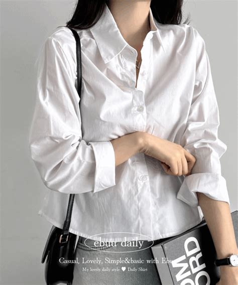 무려10칼라세미크롭 롱다리 자동보정 시그니처 베이직 긴팔 셔츠 남방 하이웨스트핏 키작녀추천 10color 에이블리