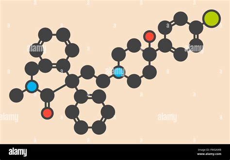 Loperamide Diarrhoea Drug Molecule Stylized Skeletal Formula Chemical Structure Atoms Are