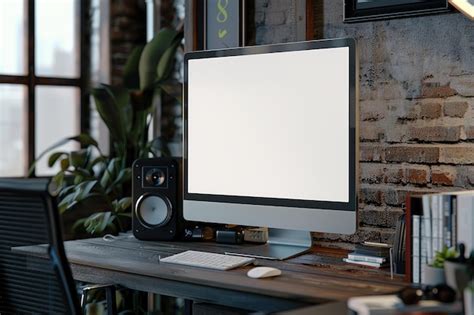 Workspace With Computer Screen And Keyboard Premium Ai Generated Image