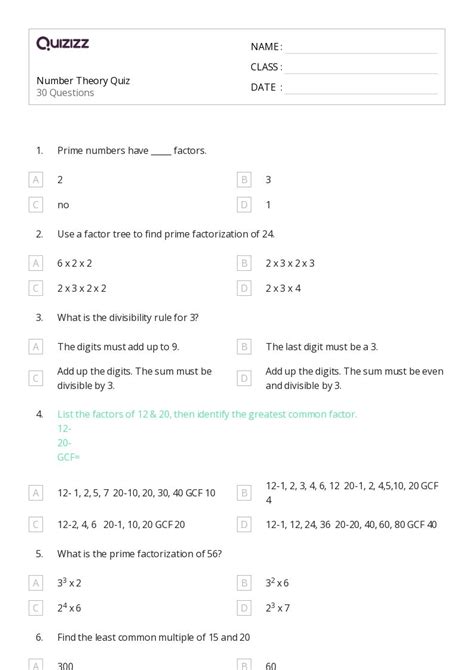 50 Number Theory Worksheets For 8th Grade On Quizizz Free And Printable