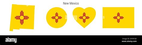 New Mexico Flag Icon Set American State Pennant In Official Colors And