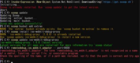 remotedebug ios webkit adapter を起動できない