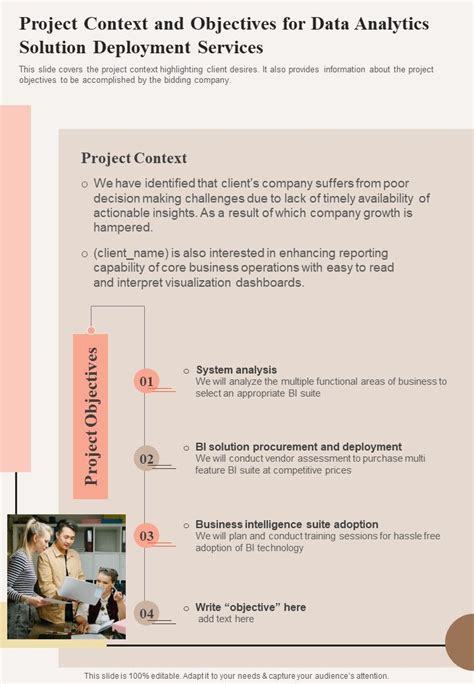 project context and objectives for data analytics solution one pager