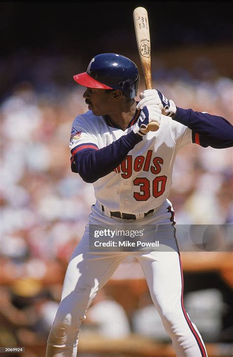 Devon White Of The California Angels Waits For The Pitch During The