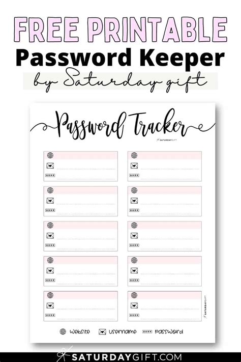Password Tracker Printable 15 Cute And Free Password Keepers