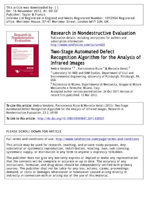 Pdf Two Stage Automated Defect Recognition Algorithm For The Analysis